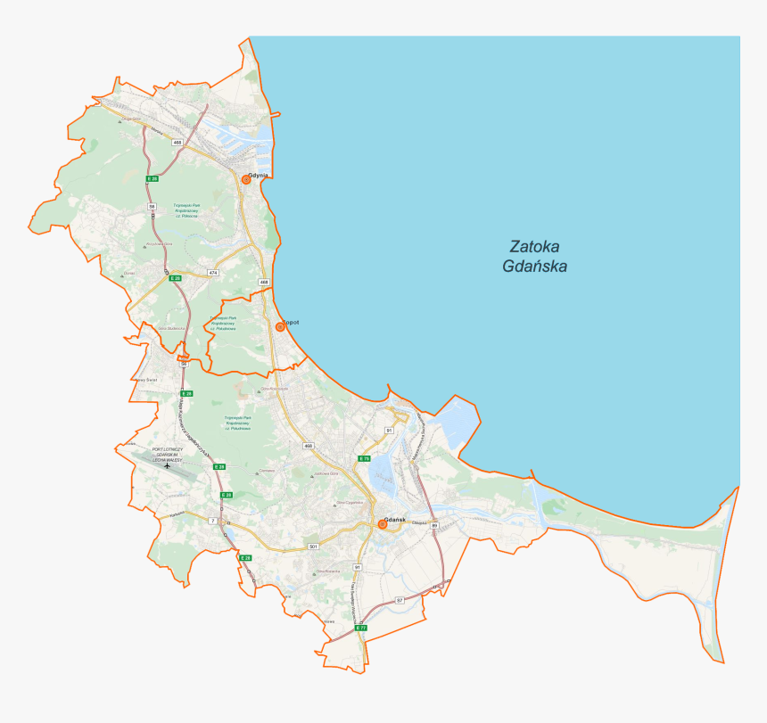 Trójmiasto Location Map - Trójmiasto Mapa, HD Png Download ...