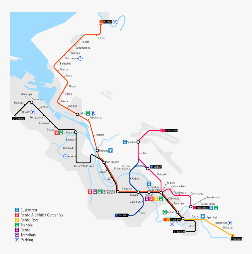 Metro - Bilbao Metro Map Pdf, HD Png Download , Transparent Png Image - PNGitem