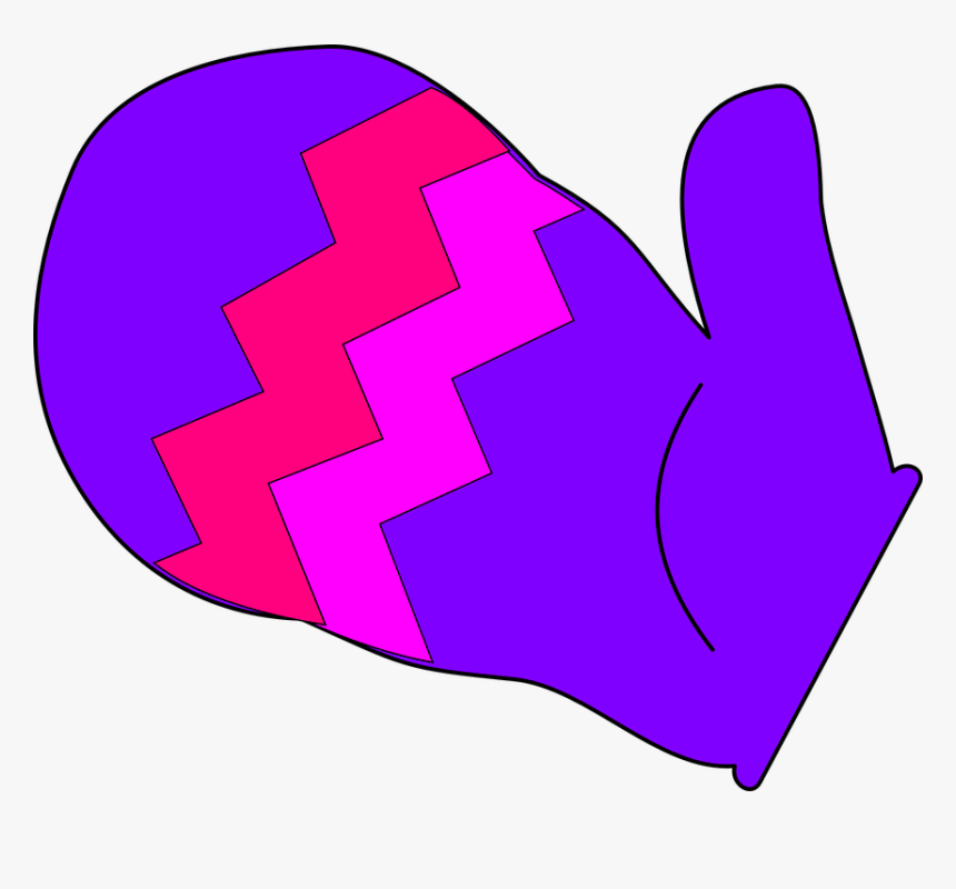 Mitten, Winter, Hand, Glove, Purple, Pink, Warm, One - Mitten Clip Art ...