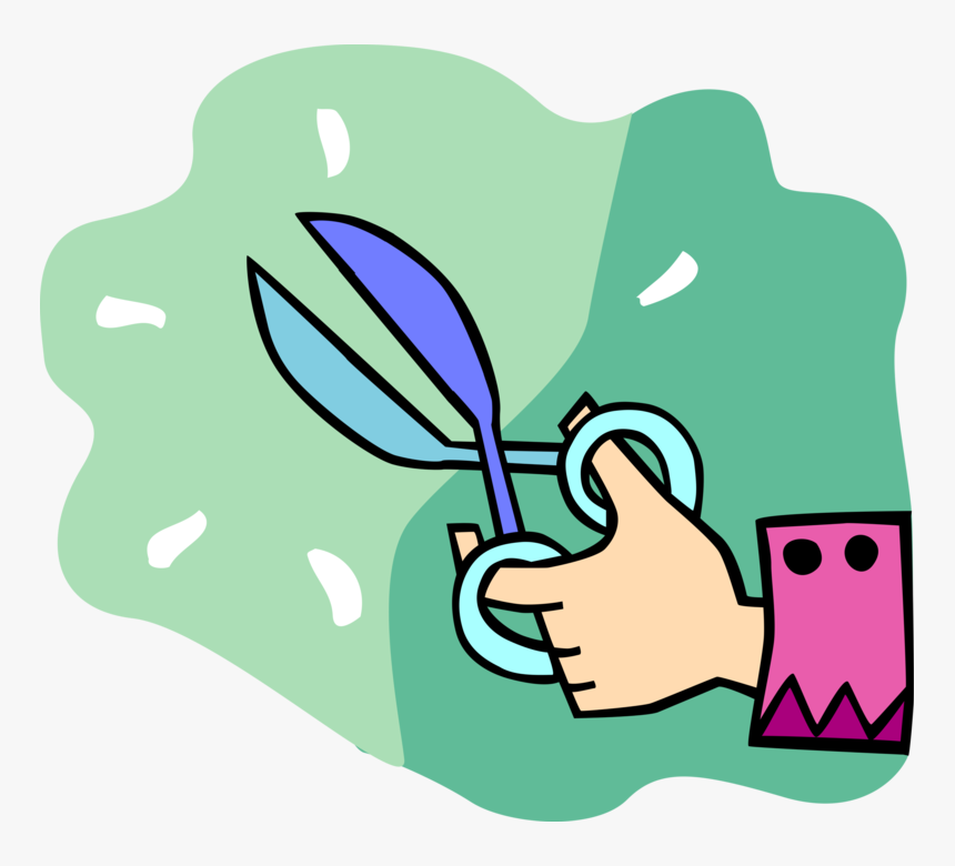 Vector Illustration Of Hand With Scissors Hand-operated - Cutting Paper ...