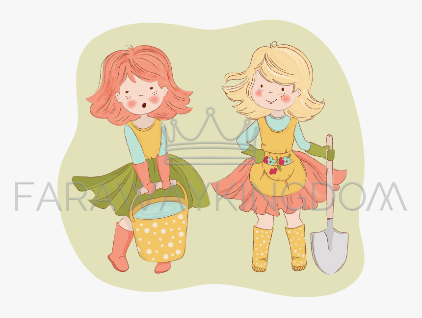 Garden Friends Woman Gardening Care Vector Illustration - Cartoon ...