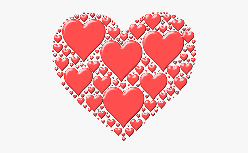 Vector Illustration Of Red Heart Made Out Of Many Small - Heart Shape ...
