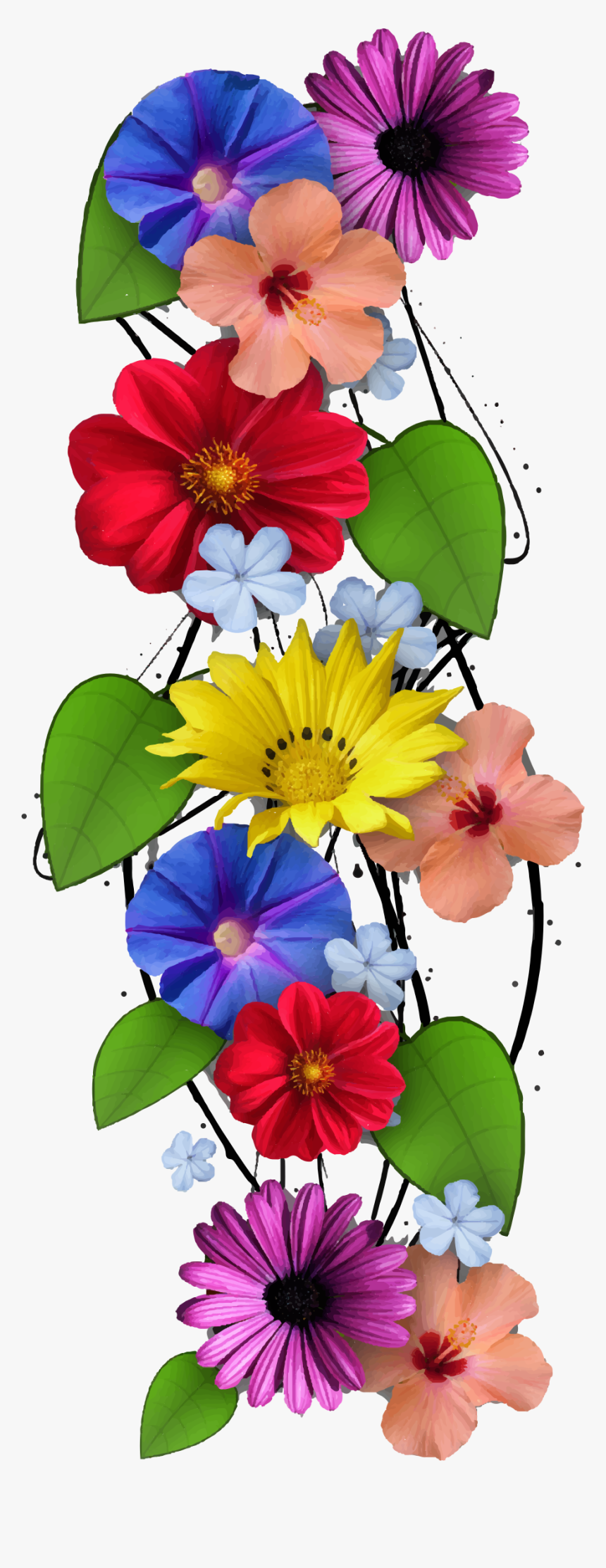 Vertical Flowers Fixed Clip Arts - Vertical Flowers Png, Transparent ...