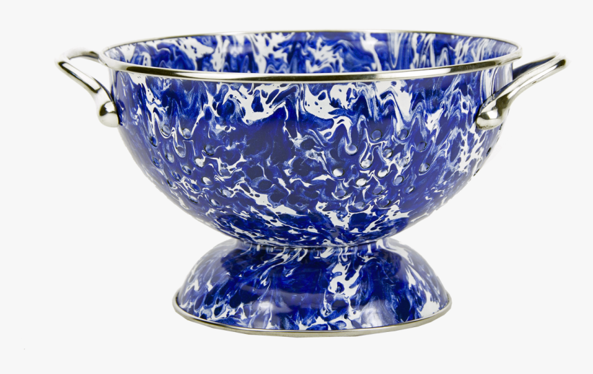 Cb27 Cobalt Blue Swirl Colander - Blue And White Porcelain, HD Png ...
