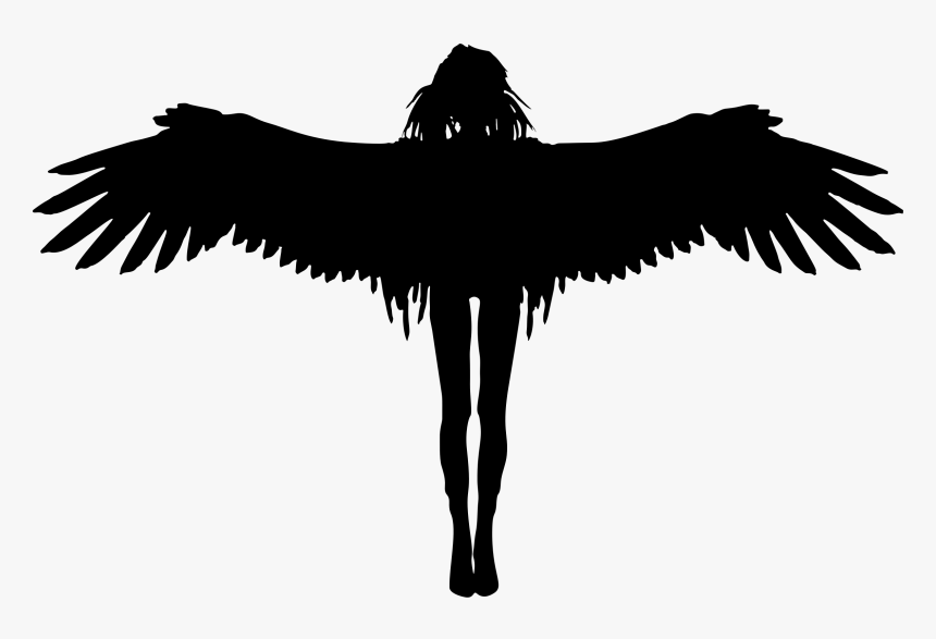 Silhouette,neck,joint - Black Angel Wings Png, Transparent Png ...