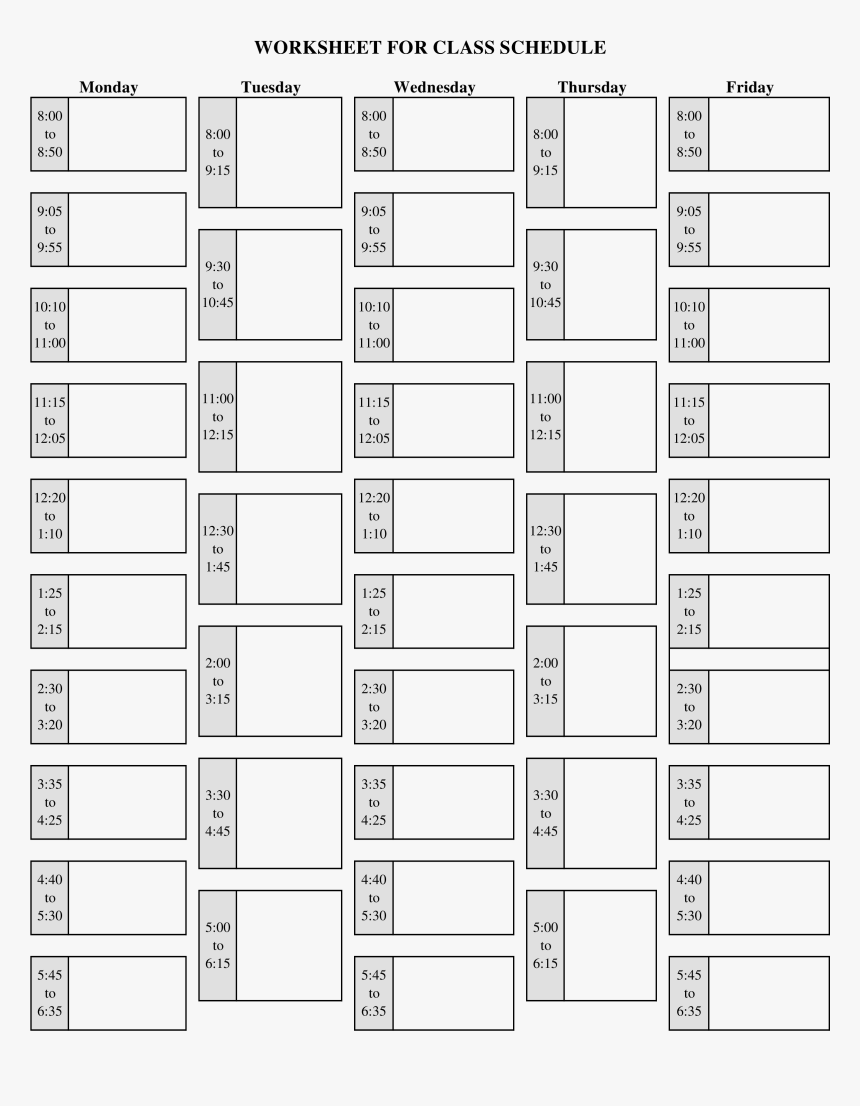 Monthly Class Calendar Template PDF Template
