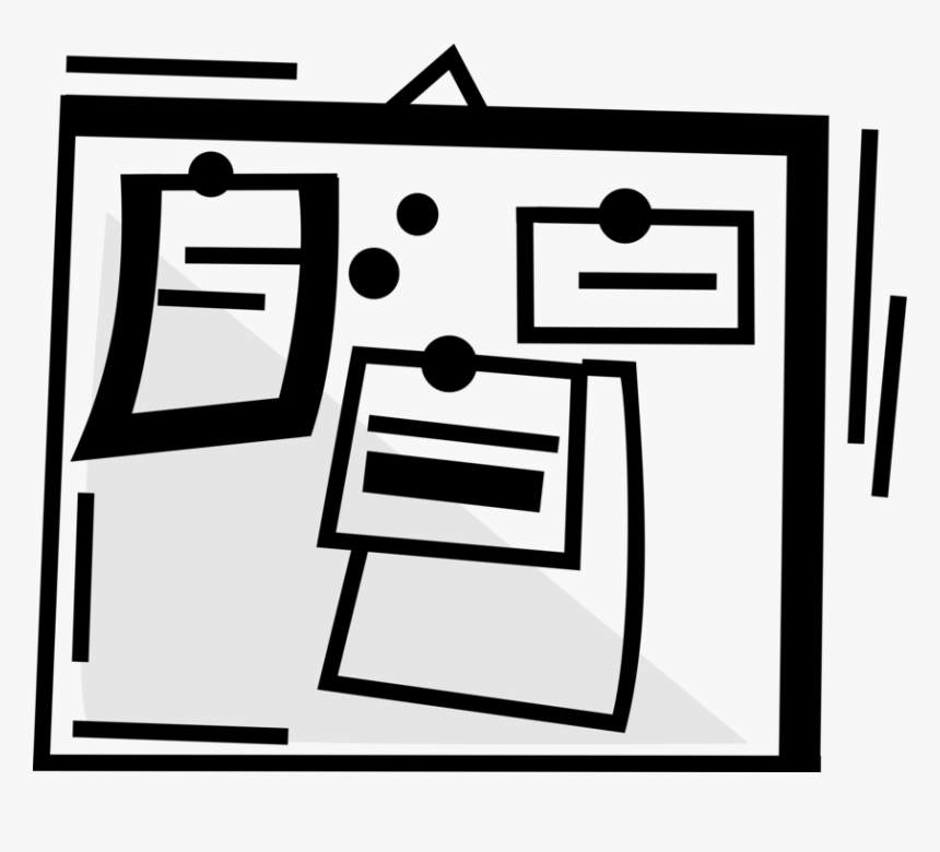 Vector Illustration Of Bulletin Board Messages With, HD Png Download ...