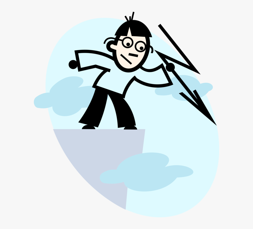 Vector Illustration Of Man Throws Lightning Bolt From, HD Png Download ...