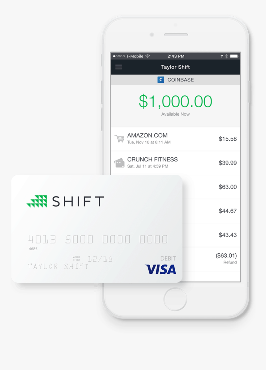 Coinbase's Shift Card, HD Png Download , Transparent Png Image - PNGitem