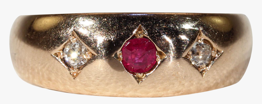 Antique Victorian 3 Stone Ruby Diamond Ring In 15k - Pre-engagement ...