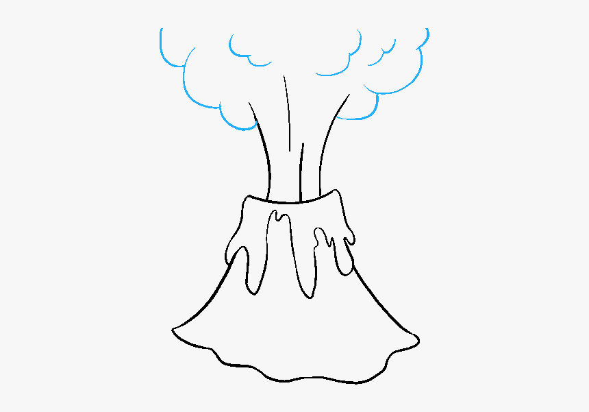 Drawn Volcano Volcanic Ash - Line Art, HD Png Download , Transparent ...