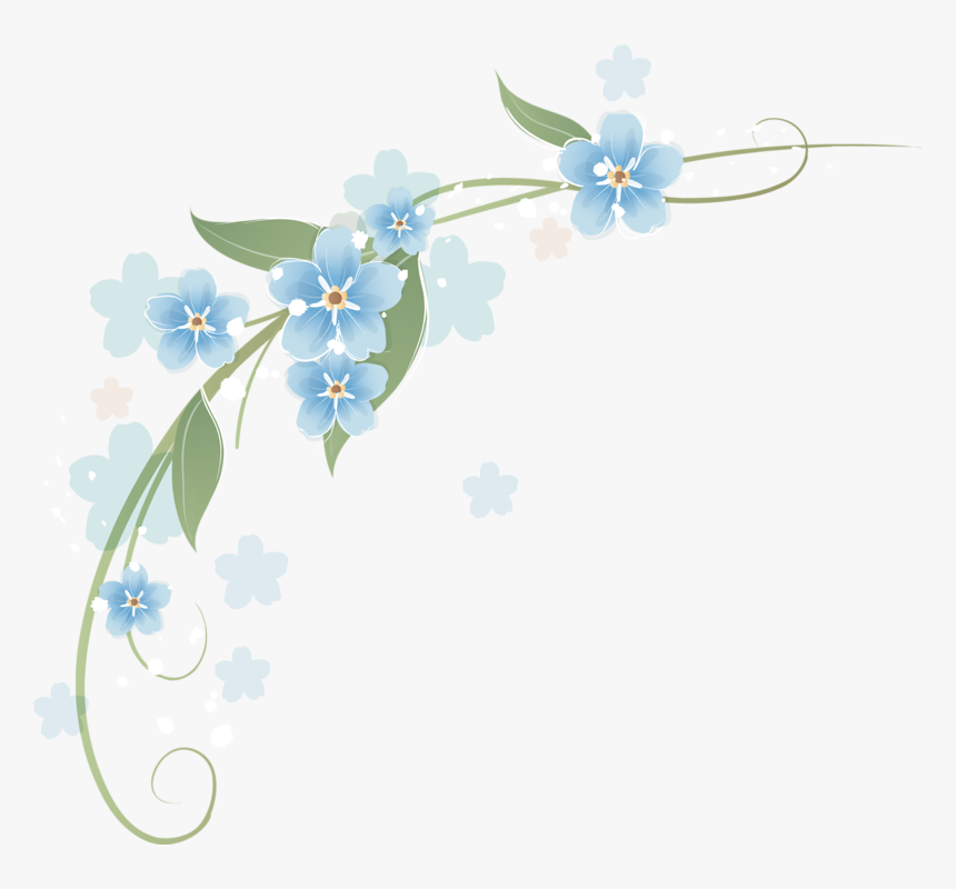 Enchanted Flowers Border Png - Corner Forget Me Not Border, Transparent ...