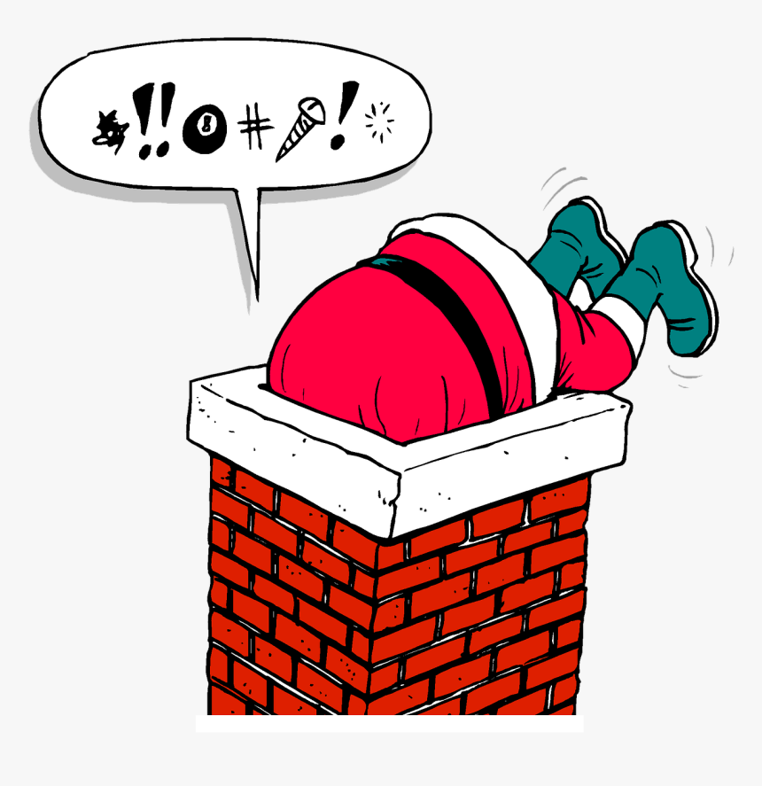 Santa Claus Stuck In Chimney, HD Png Download , Transparent Png Image ...