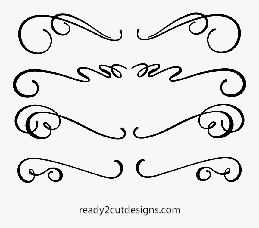 Clip Art Scrolls Calligraphic Ready Cut - Calligraphy, HD Png Download ...