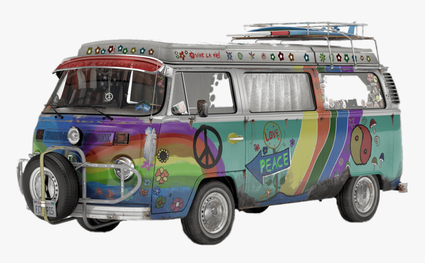 Flower Power Volkswagen Camper Van - Vw T2 Hippie Bus, HD Png Download ...