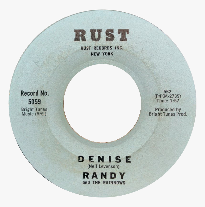 Denise By Randy And The Rainbows Us Vinyl Side A Blue - Circle, HD Png ...