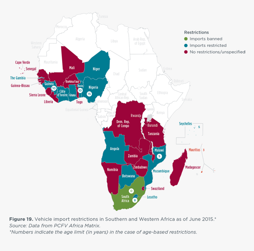 Map, Vehicle Import Restrictions, Africa - Africa Sadc Map Hd, HD Png ...