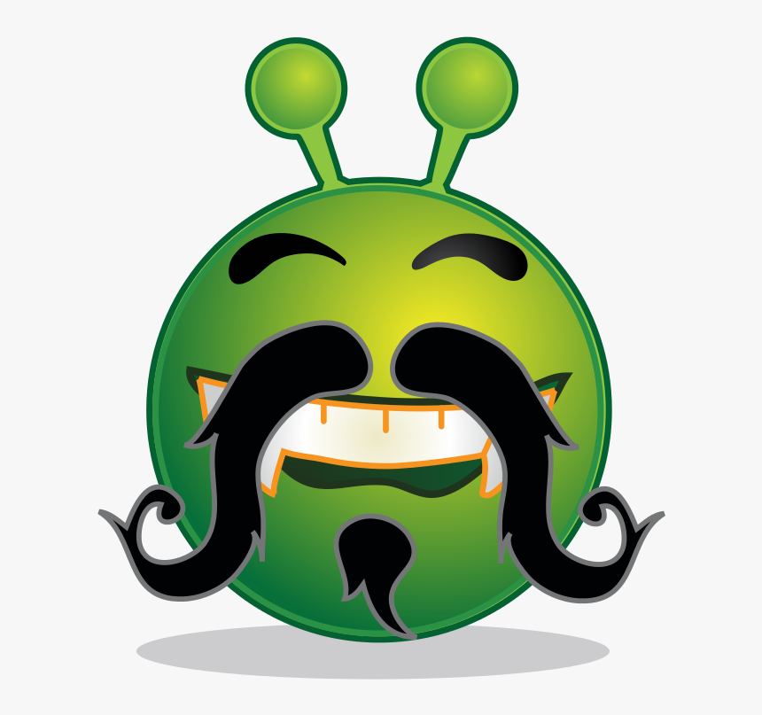 Smiley Green Alien Moustache - Alien Smiley, HD Png Download ...
