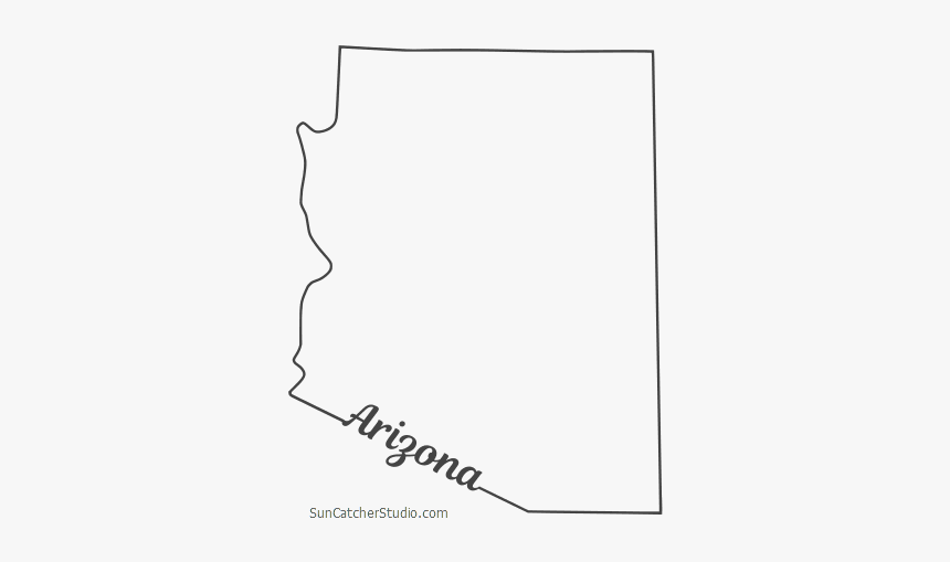 Free Arizona Outline With State Name On Border, Cricut, HD Png Download ...