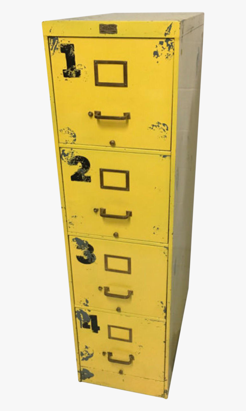 Vintage Yellow File Cabinet With Numbers Chairish, HD Png Download ...