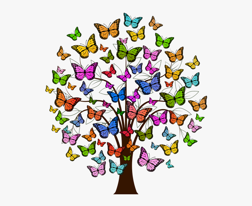 Butterflies, Tree, Colorful, Color, Ease, Elated, Swing - Colorful ...