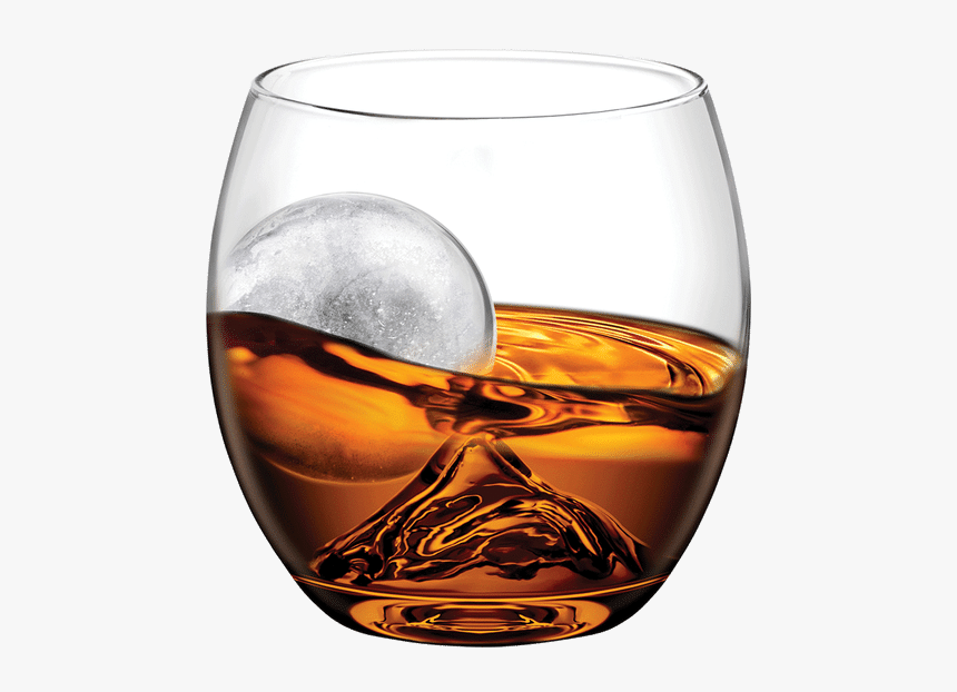 On The Rocks Glass & Ice Ball - Glass With Liquid And Ice, HD Png ...