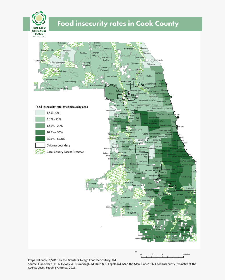 Map Of Food Insecurity Rates In Cook County, HD Png Download ...