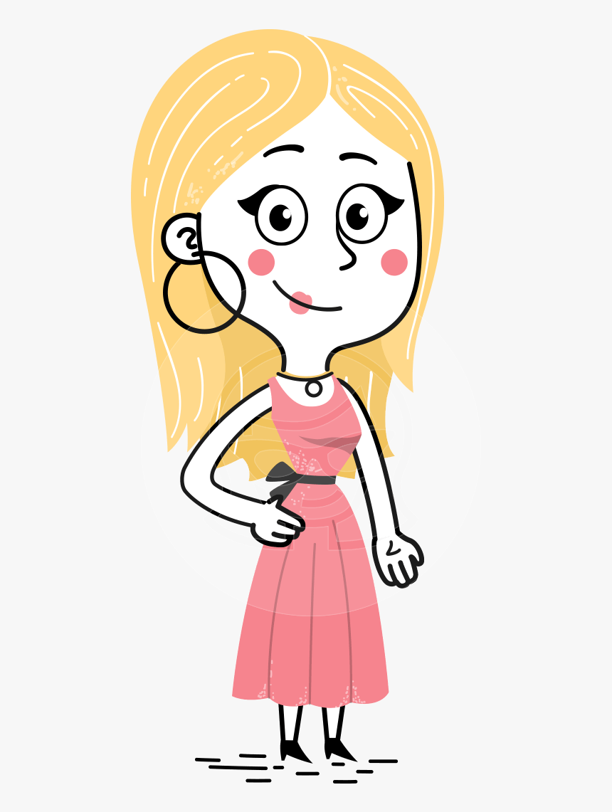 Flat Hand Drawn Girl Cartoon Vector Character Aka Maura, HD Png ...