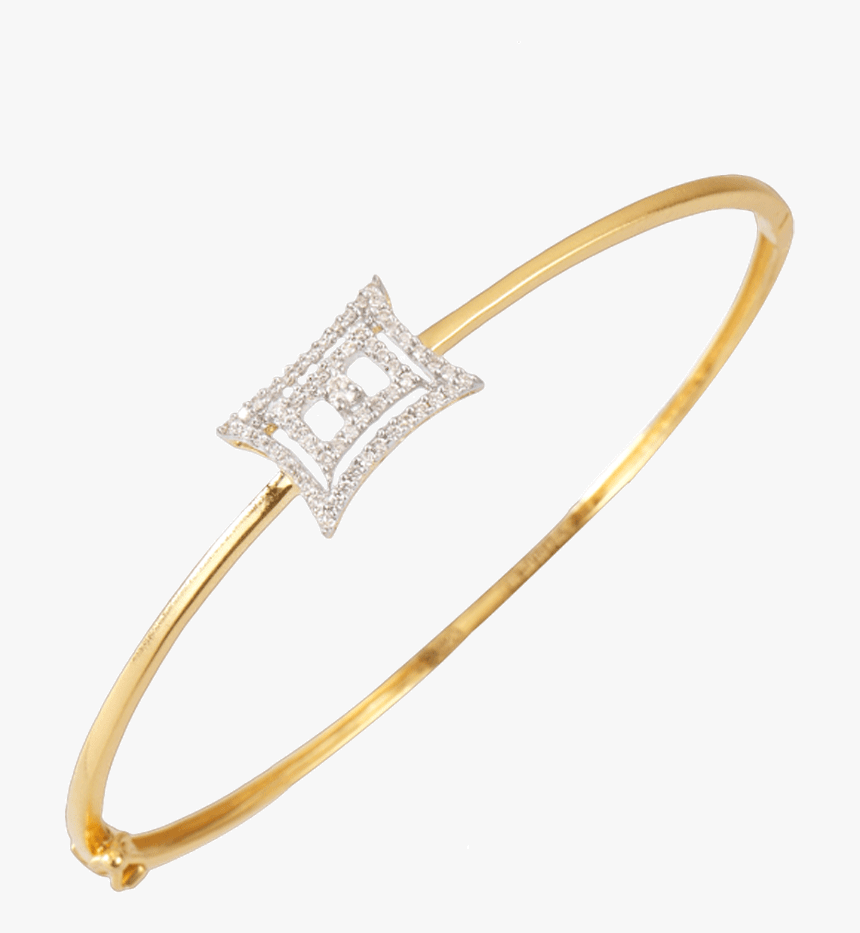 18kt Yellow Gold And Diamond Bangle For Women, HD Png Download ...