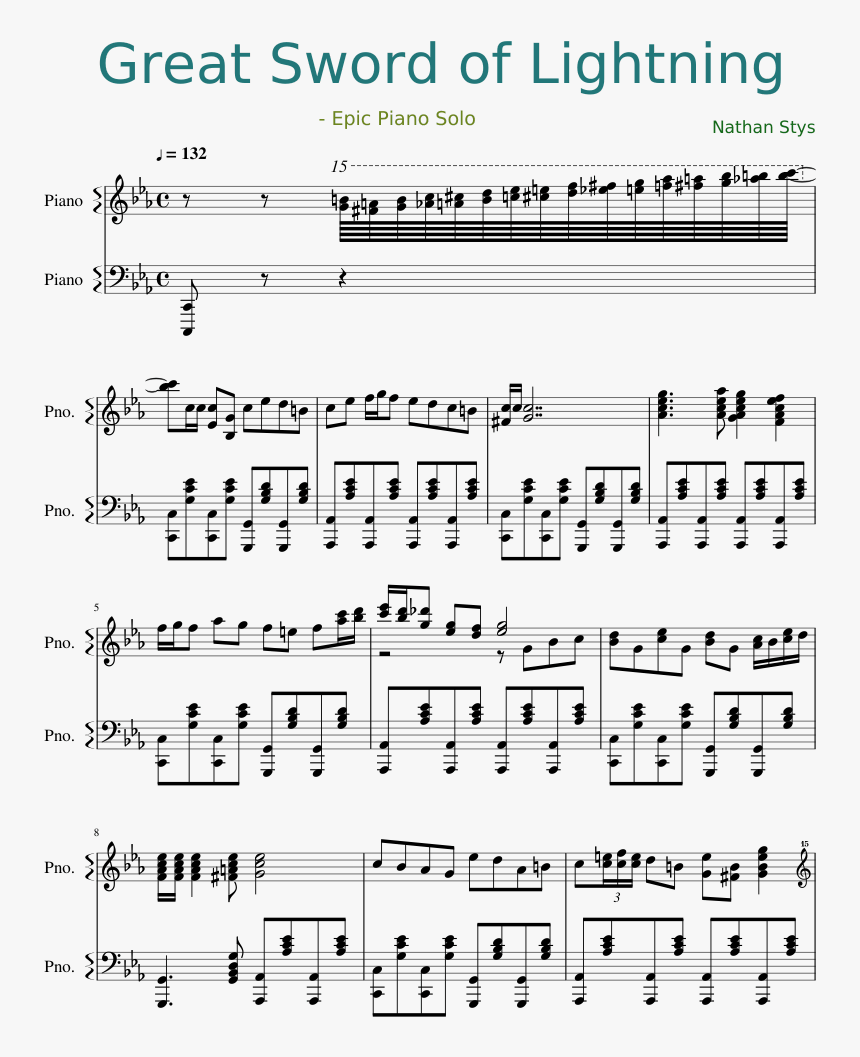 Great Sword Of Lightning Sheet Music Composed By Nathan, HD Png ...