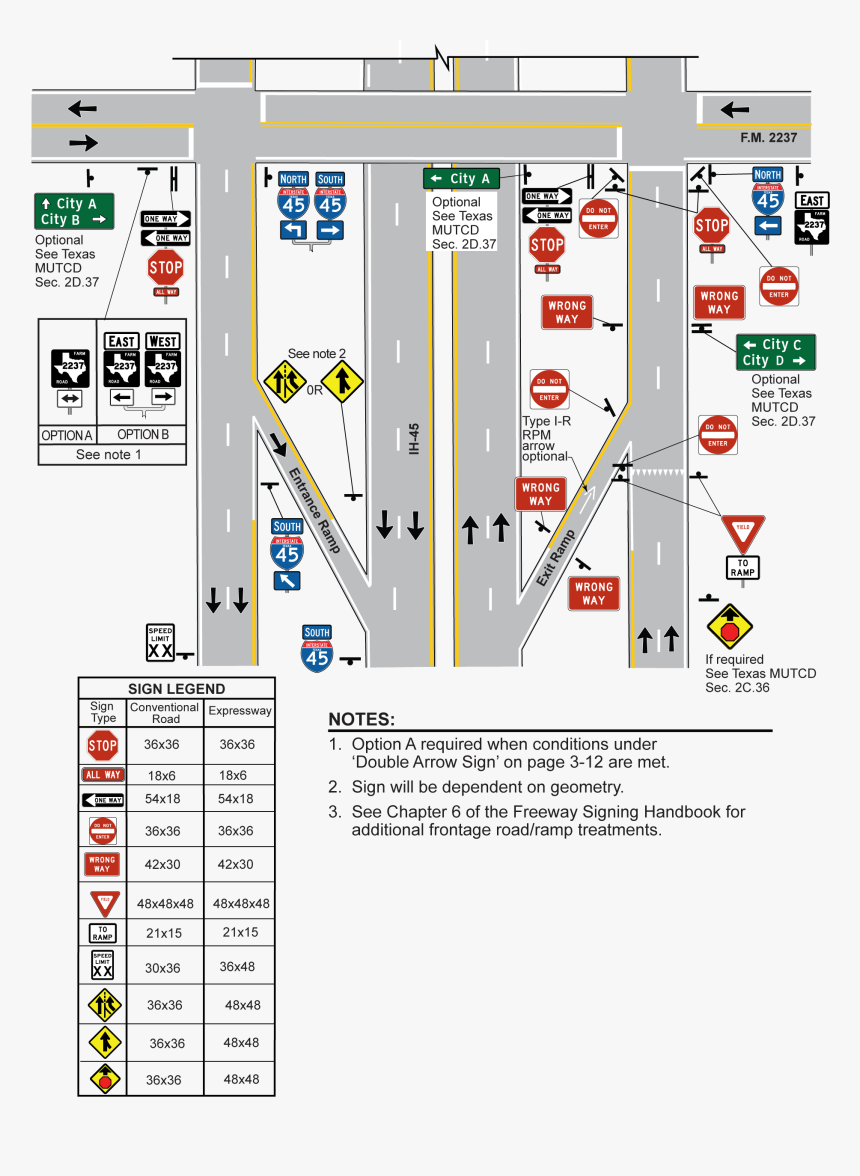 Diamond Interchange With One Way Frontage roads, HD Png Download ...