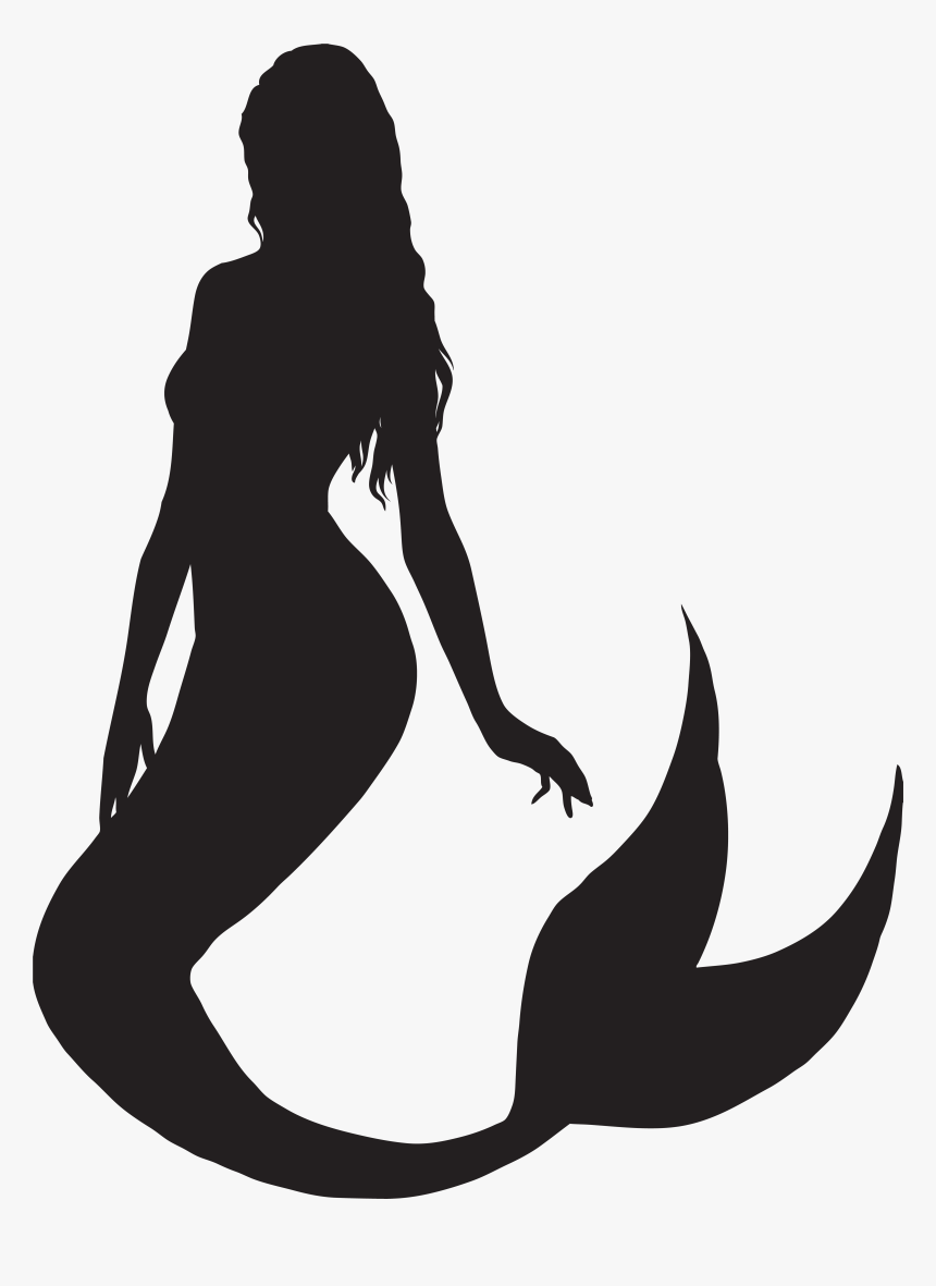 Mermaid Sitting Silhouette Png, Transparent Png , Transparent Png Image ...