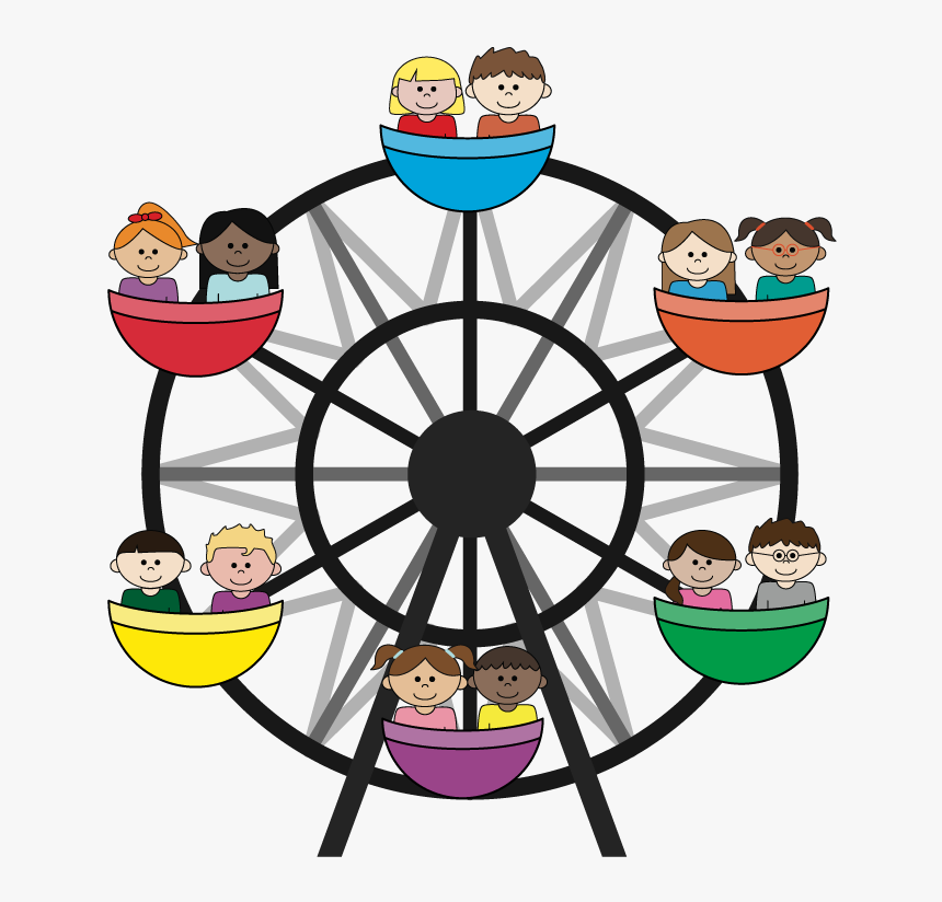 Clip Art Wheel Being Ridden By - Kids Riding Ferris Wheel Clip Art, HD ...