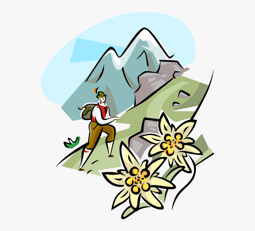 Clip Art Mountain Guide Alps Vector - Hiking Clipart Png, Transparent ...