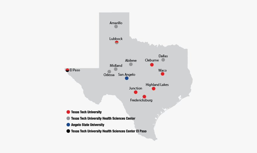 Texas Tech On Texas Map, HD Png Download , Transparent Png Image - PNGitem