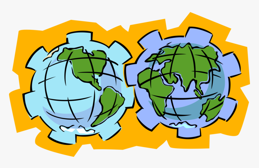 Vector Illustration Of Planet Earth World As Gear Cogwheel - Australia ...
