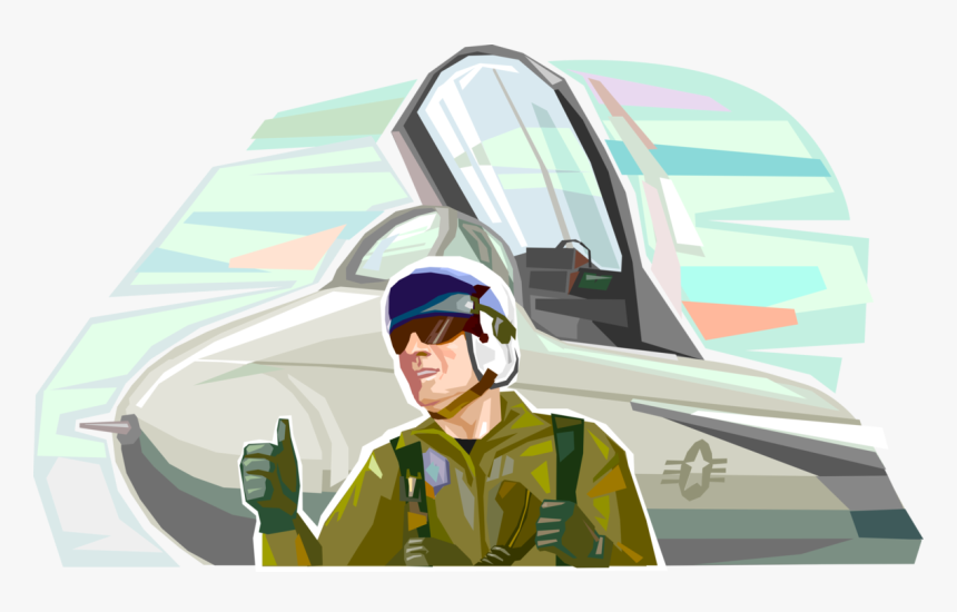 Vector Illustration Of Air Force Pilot With Fighter - Air Force Pilot ...