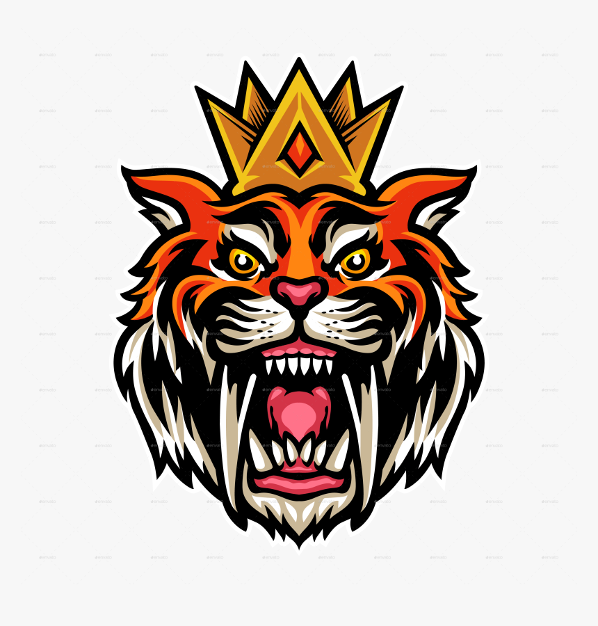 Sabertooth Head With A Crown - Illustration, HD Png Download ...