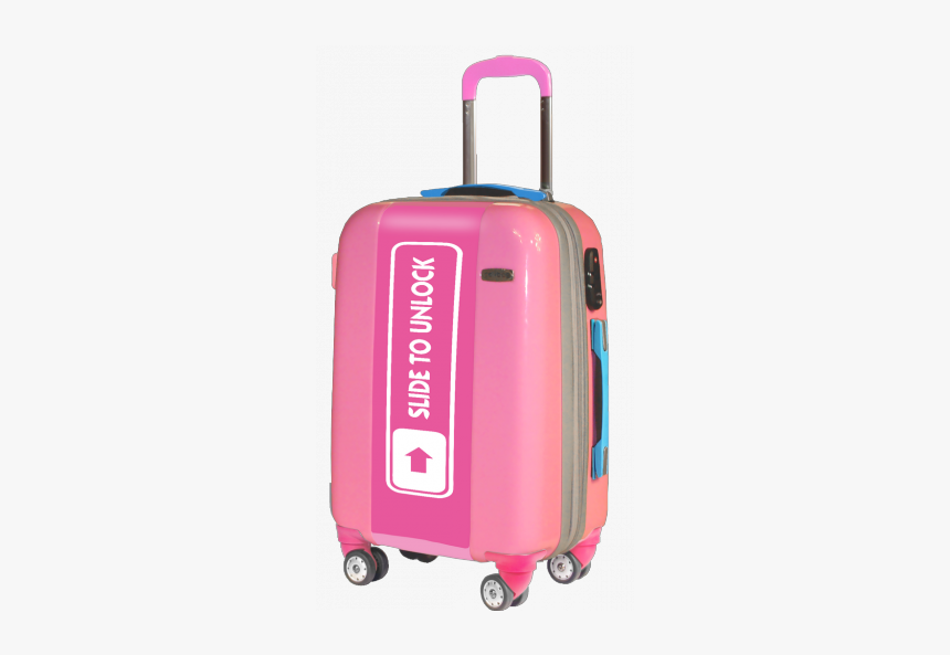 Pink Suitcase Slide To Unlock - Measure Suitcase Size, HD Png Download ...