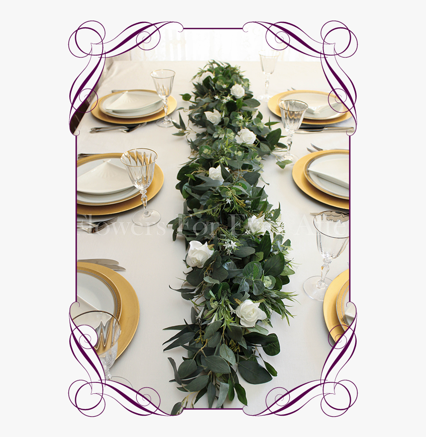 White Rose Foliage Garland, HD Png Download , Transparent Png Image ...