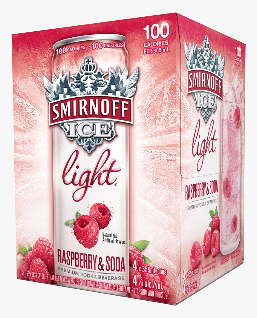 Smirnoff Ice Light Raspberry & Soda - Smirnoff Ice, HD Png Download ...