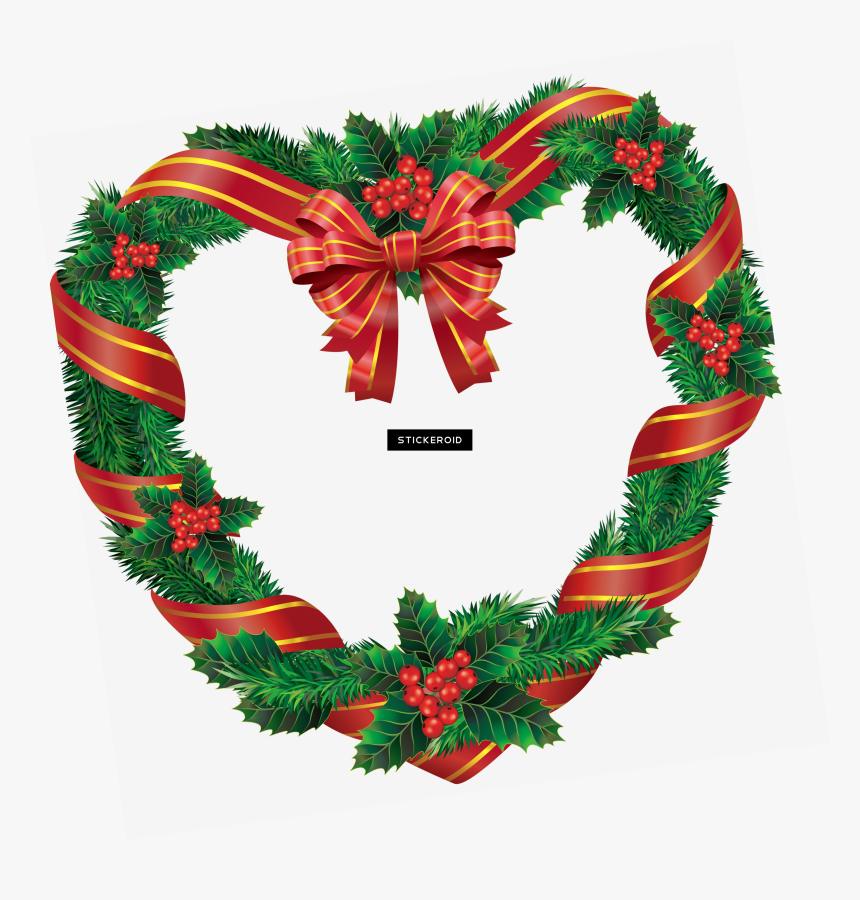 Heart Christmas Wreath - Clip Art Heart Christmas, HD Png Download ...