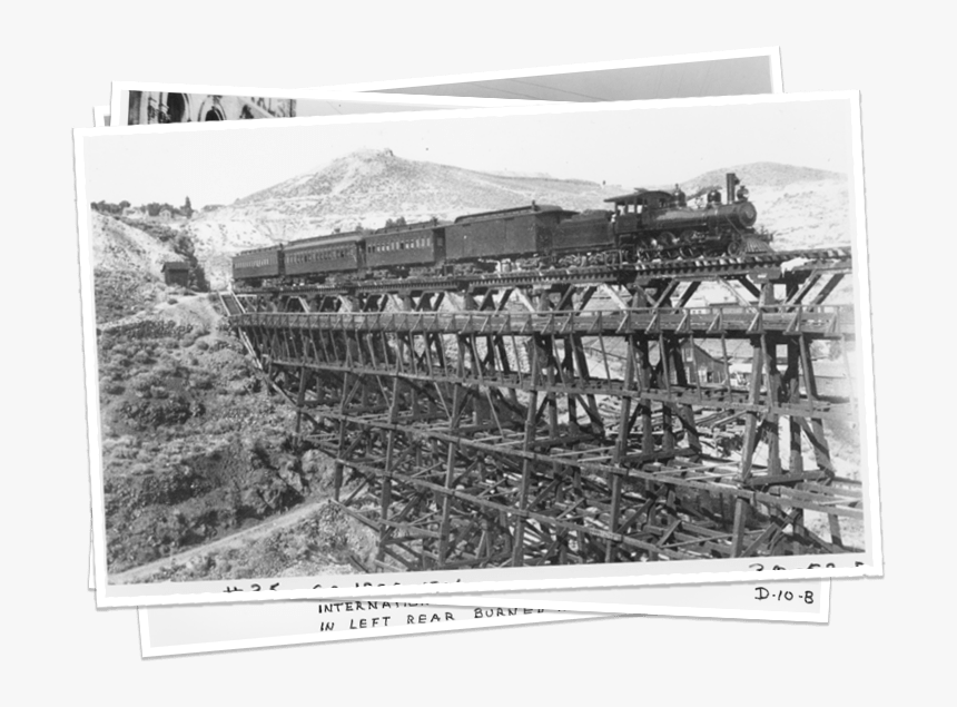 V&t Railway Old Train On Bridge - Monochrome, HD Png Download ...