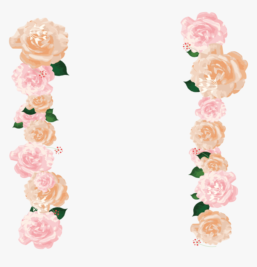 Garden Roses Border Flowers Pink - Pink Rose Border Png, Transparent ...