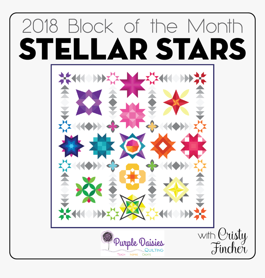 Stellar Stars Quilt Pattern - Block Of The Month Quilts, HD Png Download , Transparent Png Image ...