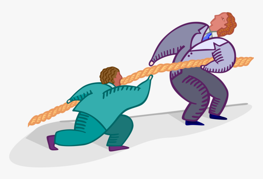 Vector Illustration Of Businessmen Compete Pulling - Cartoon, HD Png ...
