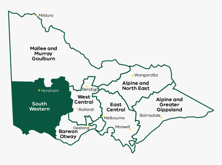 Map Of Victoria Showing The Boundaries Of Delwp S Seven - Atlas, HD Png ...