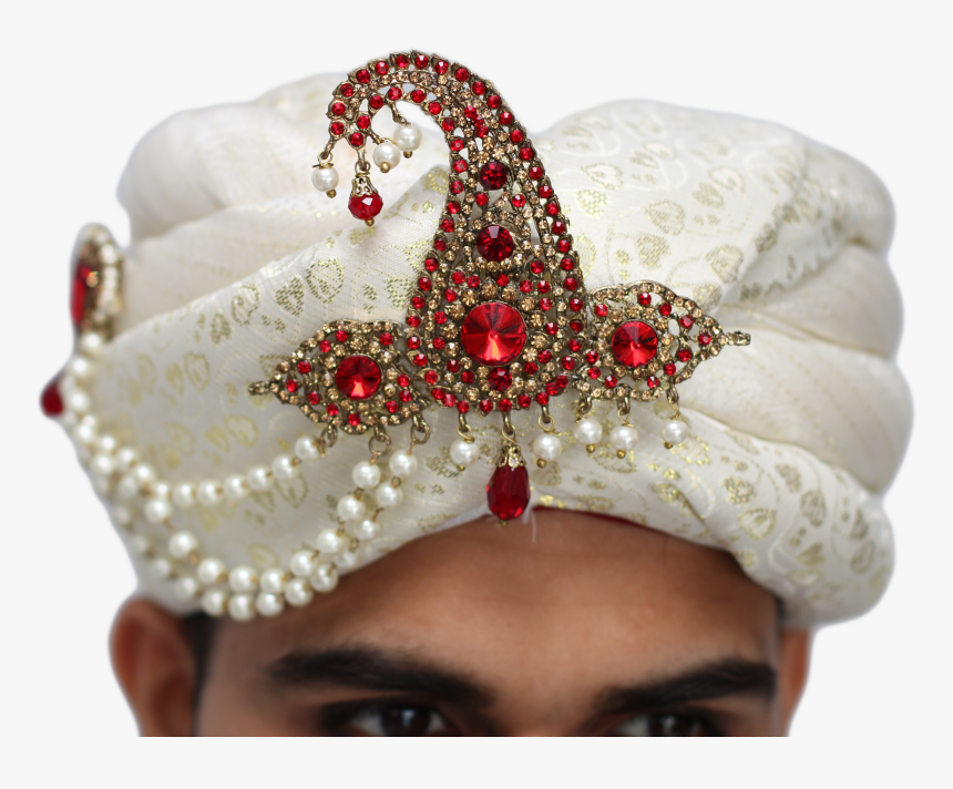 Large 2 Piece Ruby And Pearl Turban Broach Kalgi, HD Png Download ...