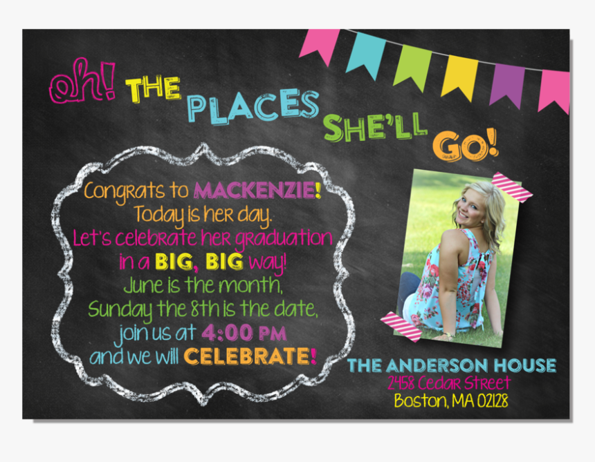Dr - -seuss - Oh The Places You Ll Go Graduation Invitations, HD Png ...