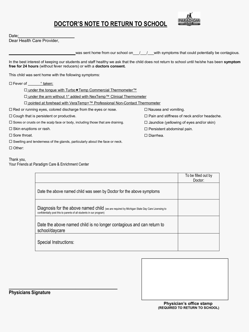 Sample Doctors Note For Student Main Image - Doctors Note For A Fever ...
